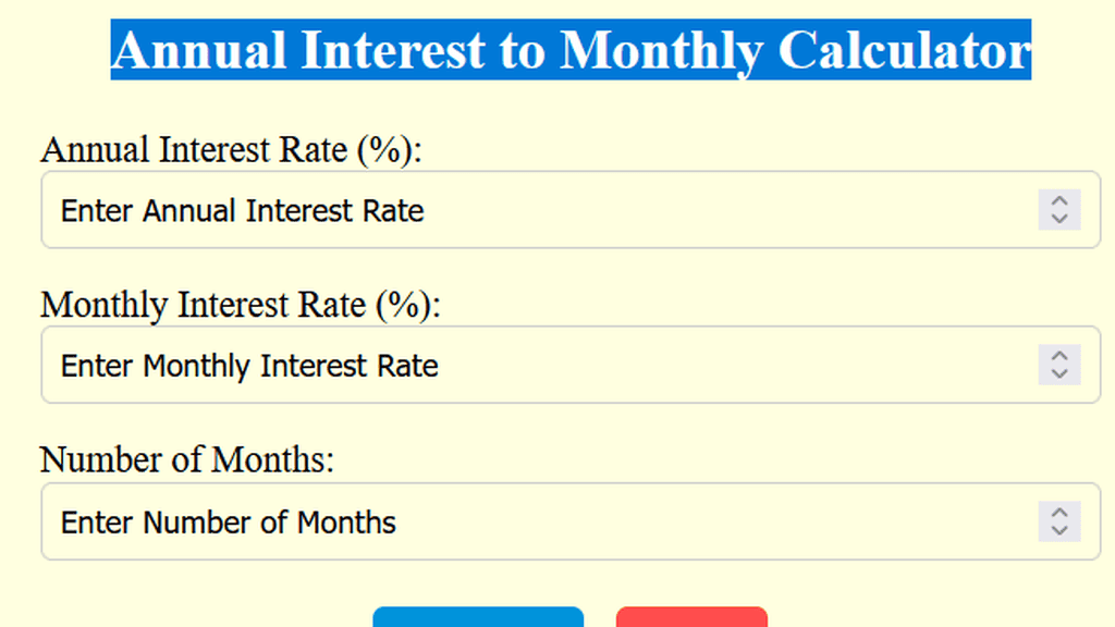 Annual Interest To Monthly Calculator [Interest Rate Converter]