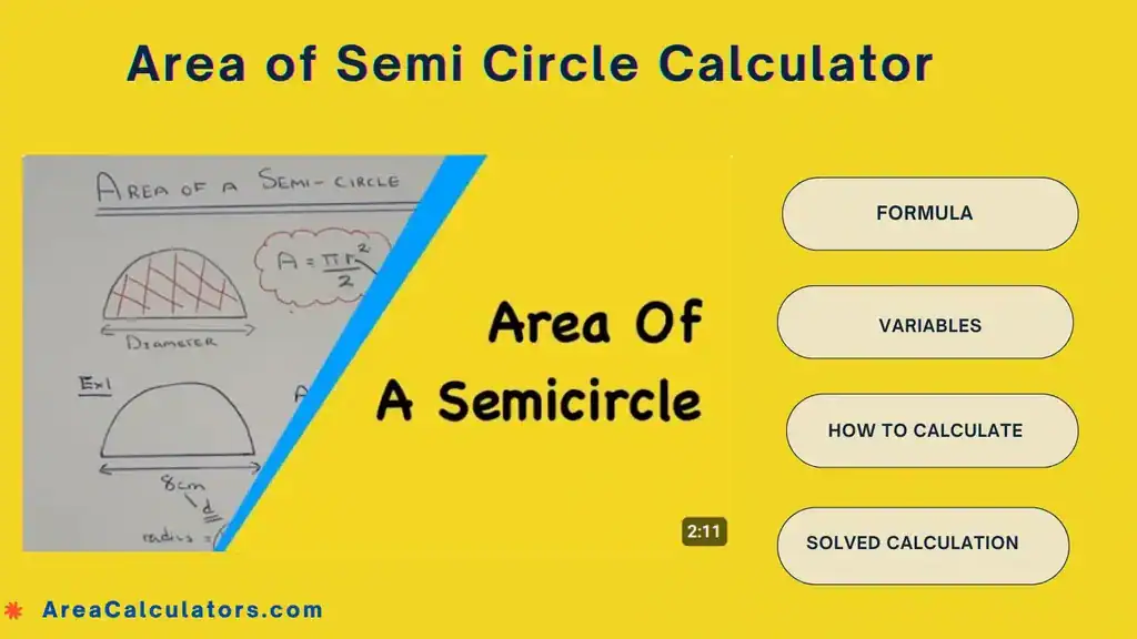 Area of Semi Circle Calculator - Area Calculators