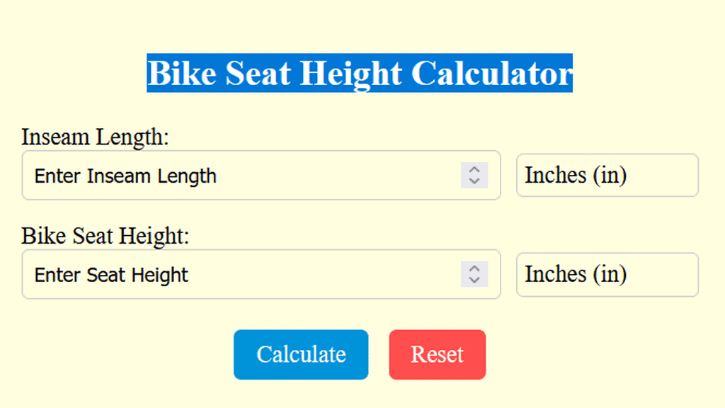 Bike Seat Height Calculator - Area Calculators