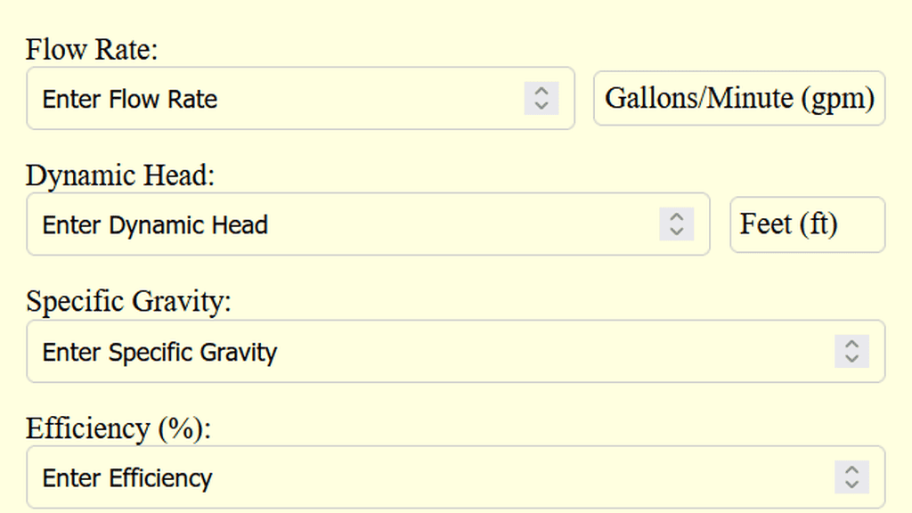 Brake Horsepower Calculator - Area Calculators