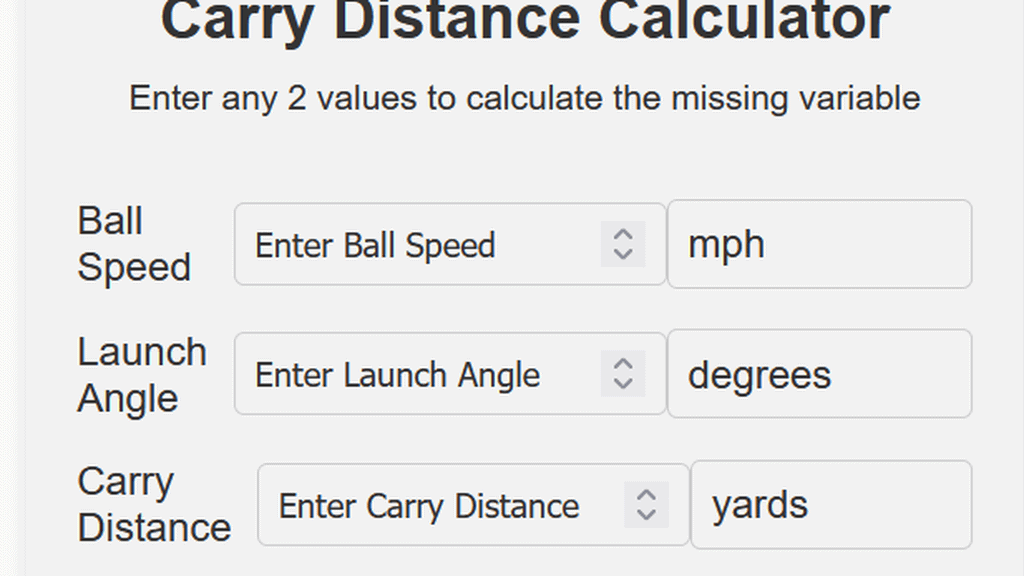 Carry Distance Calculator - Area Calculators