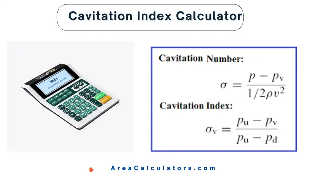 Cavitation Index Calculator - Area Calculators