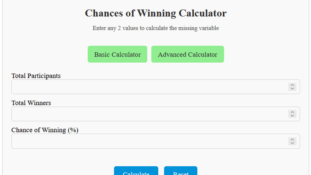Chances Of Winning Calculator - Odds & Probability Calculator