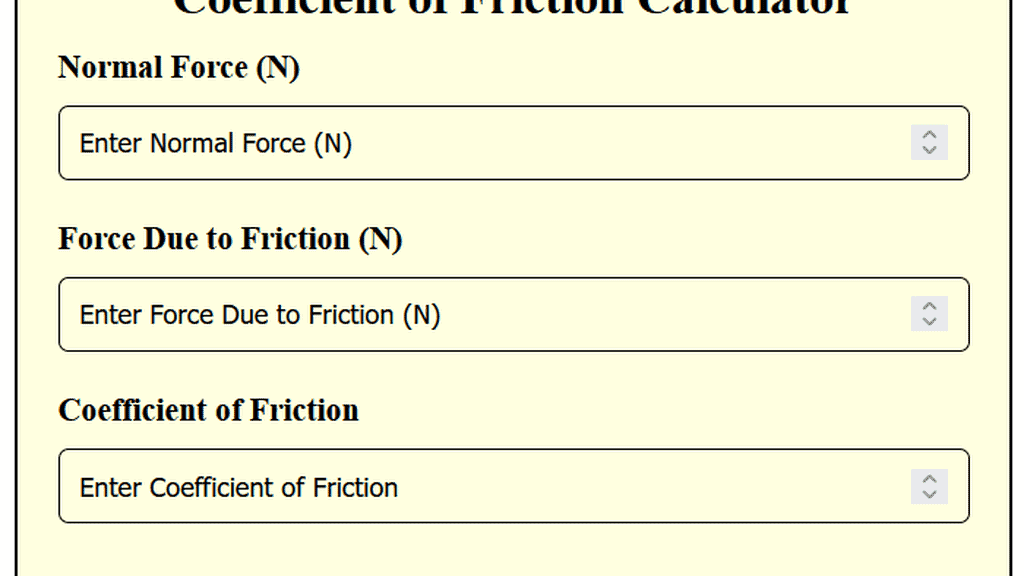 Coefficient of Friction Calculator - Area Calculators