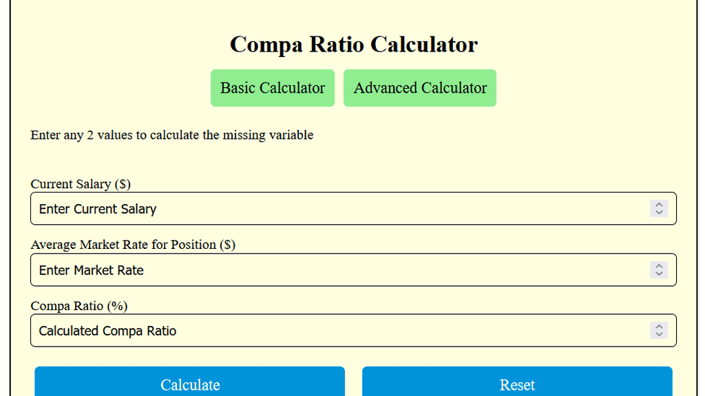 Compa Ratio Calculator - Area Calculators