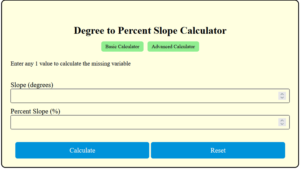 Degree to Percent Slope Calculator [Slope Percentage Calculator]