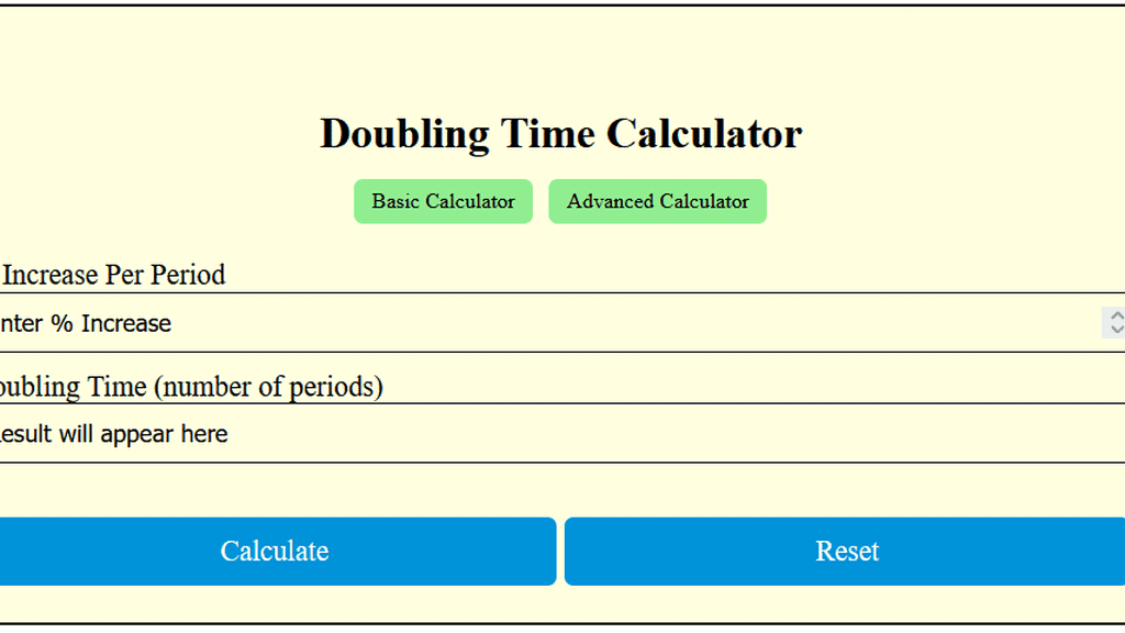 Doubling Time Calculator - Area Calculators