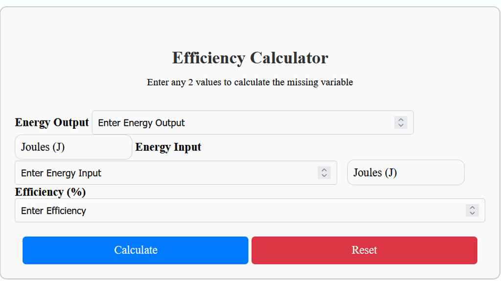 Efficiency Calculator - Online Calculators