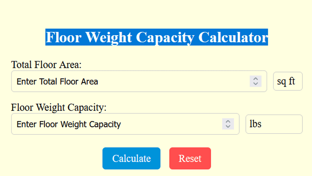 Floor Weight Capacity Calculator - Floor Loading, Maximum Floor