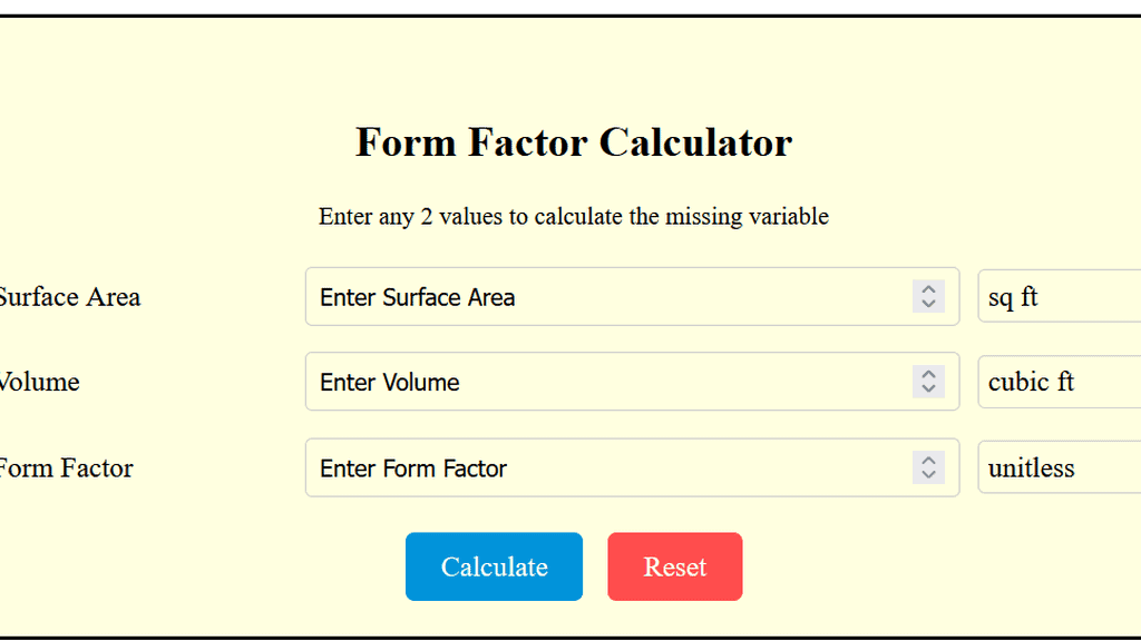 Form Factor Calculator - Area Calculators