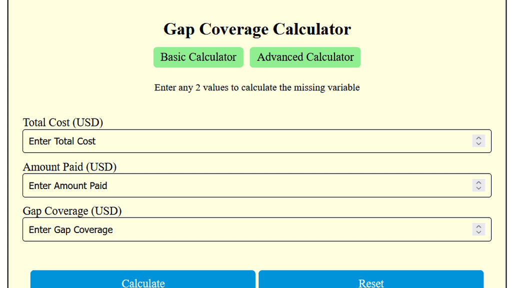 Gap Coverage Calculator - Area Calculators