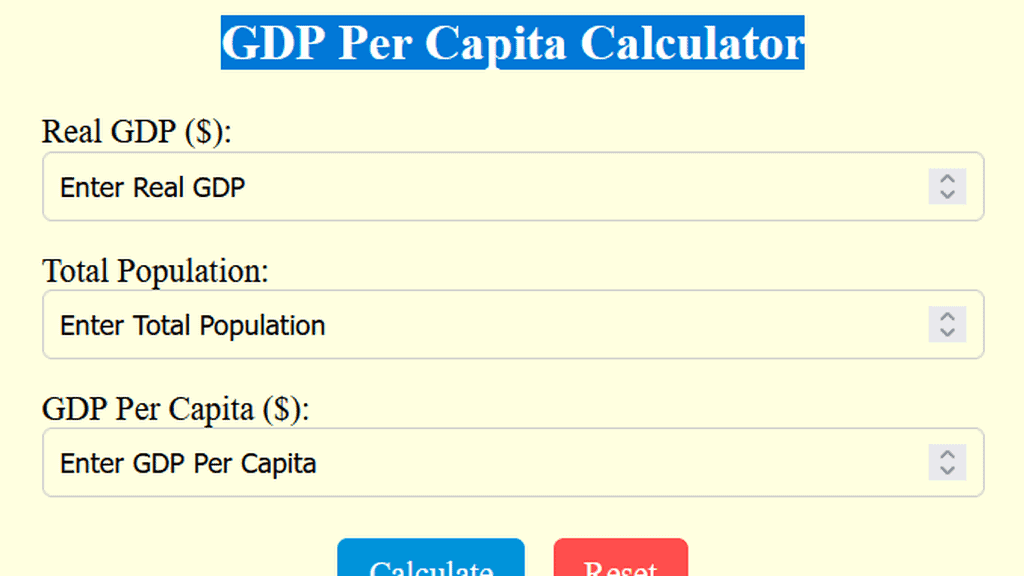 GDP Per Capita Calculator - Area Calculators