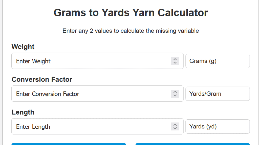Grams To Yards Yarn Calculator- Yardage, Crochet, Knitting, Fabric