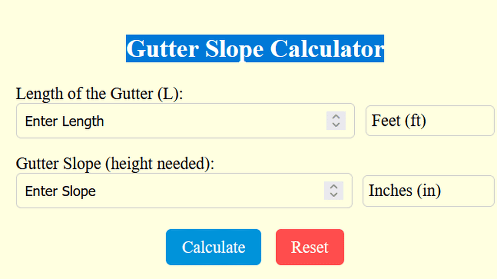 Gutter Slope Calculator - Area Calculators