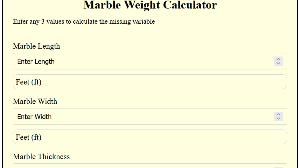 Marble Weight Calculator - Marble Slab, Material Weight Calculator
