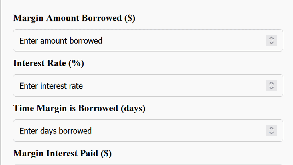 Margin Interest Calculator - Area Calculators