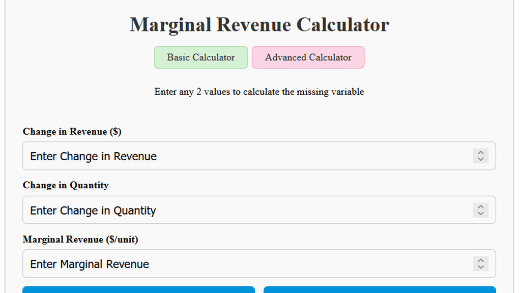 Marginal Revenue Calculator - Area Calculators