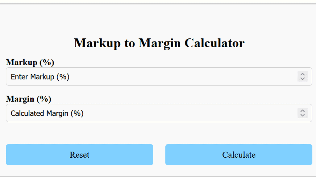 Markup to Margin Calculator - Area Calculators