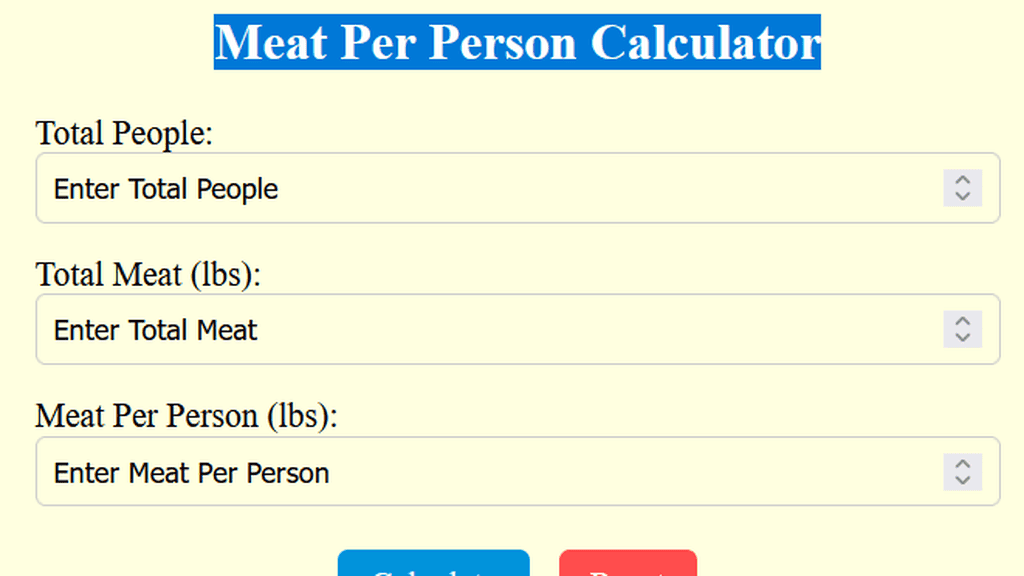 Meat Per Person Calculator - Beef Per Person Calculator 2025