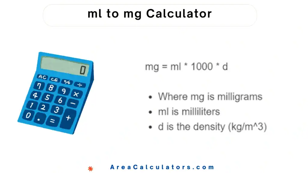 ml to mg Calculator - Area Calculators