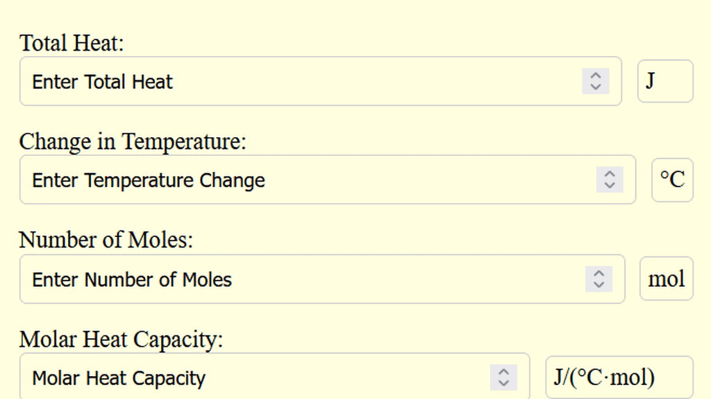 Molar Heat Capacity Calculator - Area Calculators
