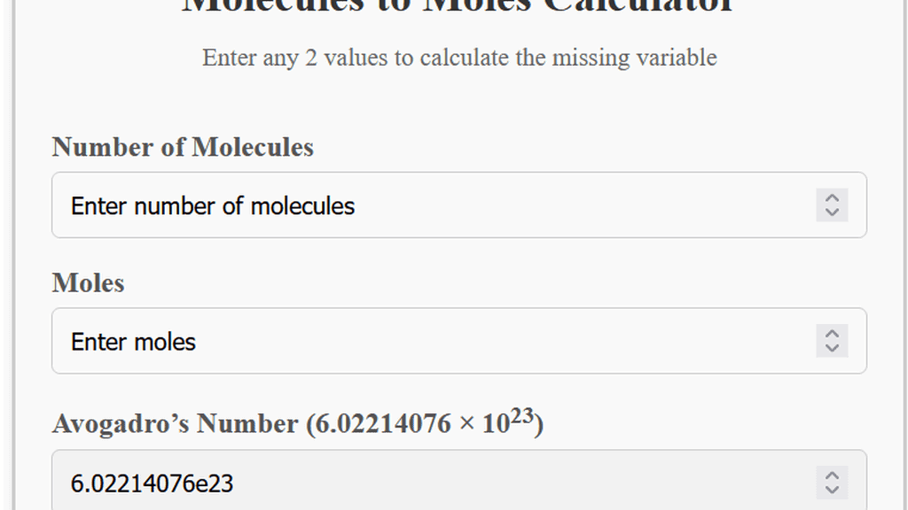 Molecules To Moles Calculator - Convert Molecules To Moles 2025
