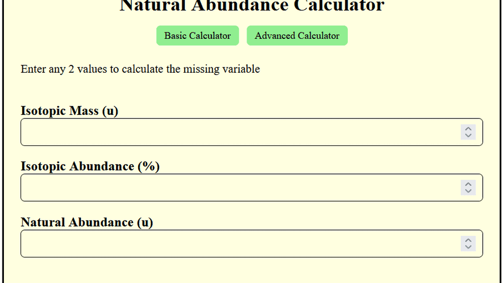 Natural Abundance Calculator - Area Calculators