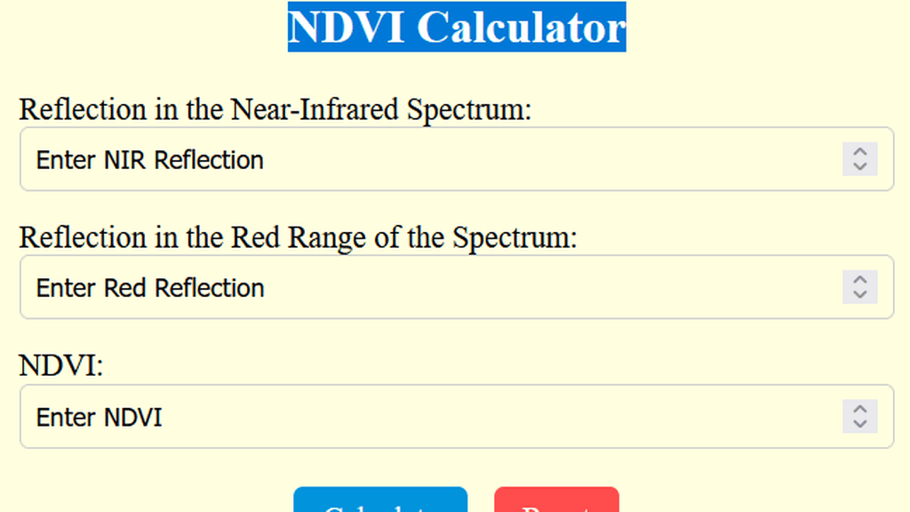NDVI Calculator - Area Calculators