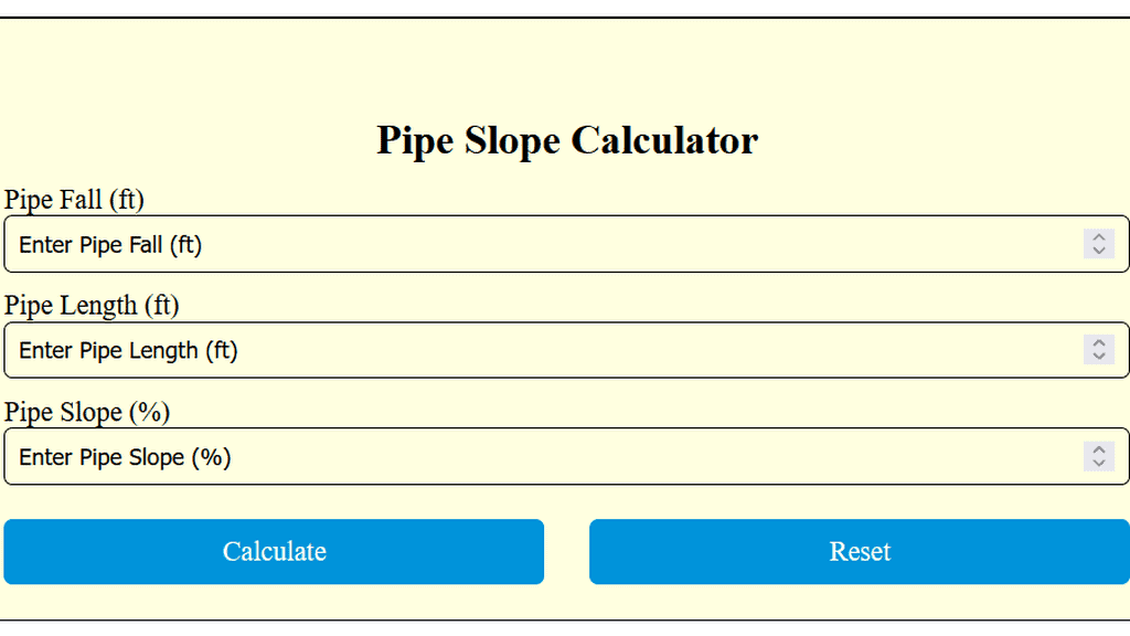 Pipe Slope Calculator [Drainage Slope, Sewer Pipe Line Calculator]
