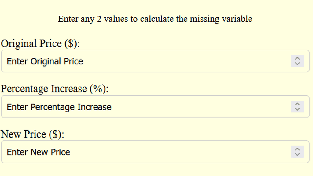 Price Increase Calculator - Percentage Increase Calculator 2025