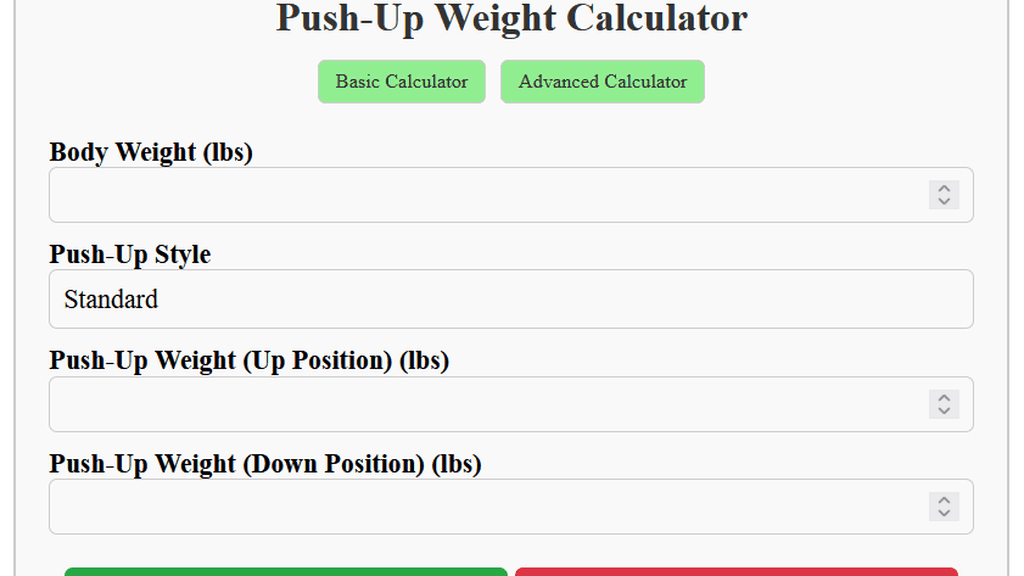 Push Up Weight Calculator - Area Calculators