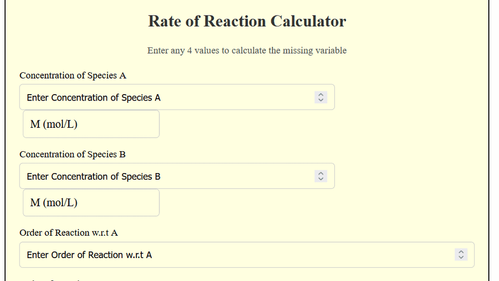 Rate of Reaction Calculator - Area Calculators