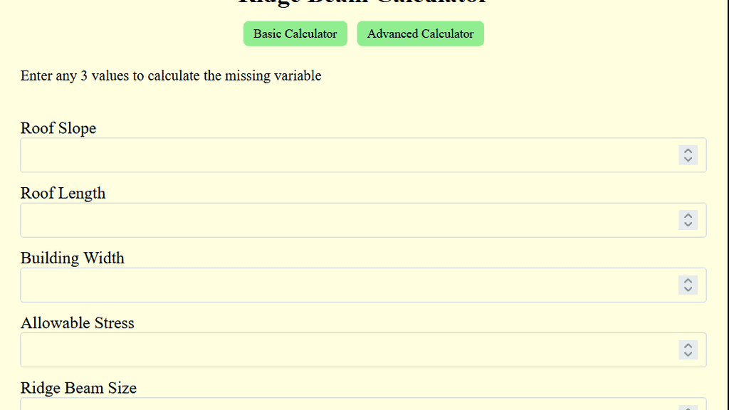 Ridge Beam Calculator [Ridge Beam Sizing Calculator 2025]