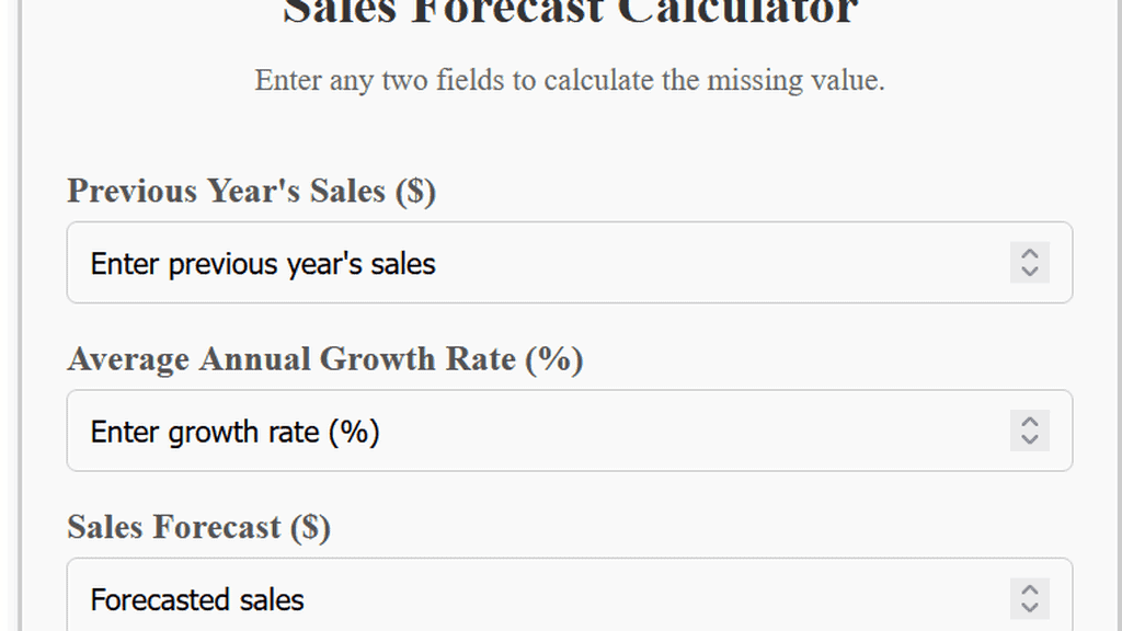 Sales Forecast Calculator - Area Calculators