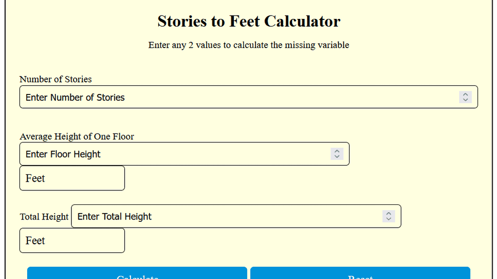 Stories To Feet Calculator - [ Story to Foot Calculator 2025 ]