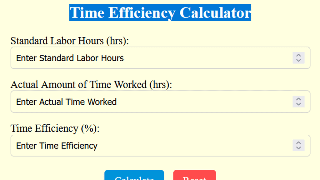 Time Efficiency Calculator - Area Calculators