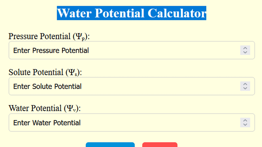 Water Potential Calculator - Area Calculators