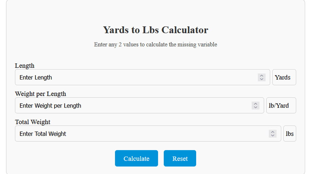 Yards To Lbs Calculator - Cubic Yards To Pounds Converter 2025